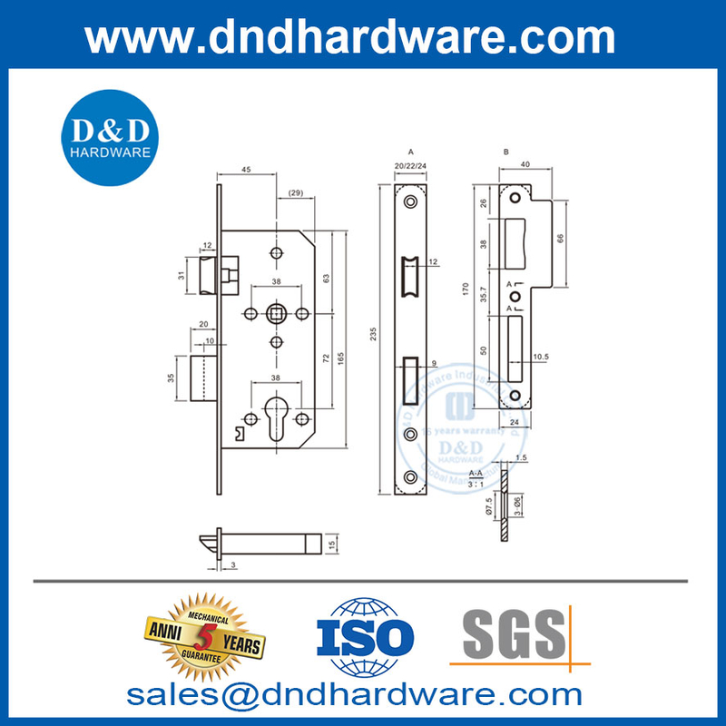 Security 45mm Backset Sash Lock Door Lock for Apartment-DDML039 from ...