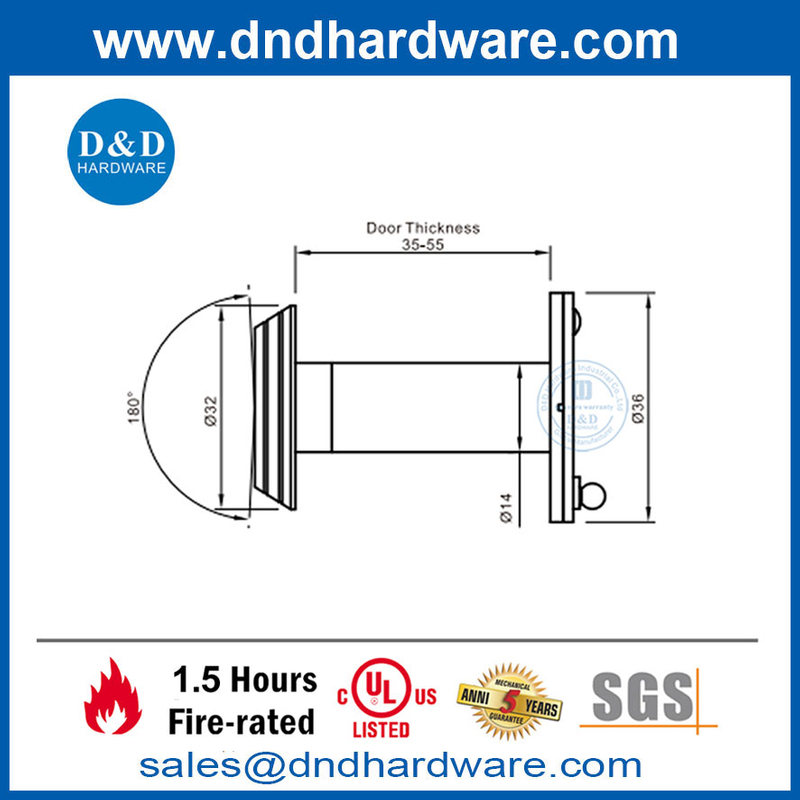 UL Listed Fire Door Peephole Door Eye Viewers with Glass Lens-DDDV007 ...