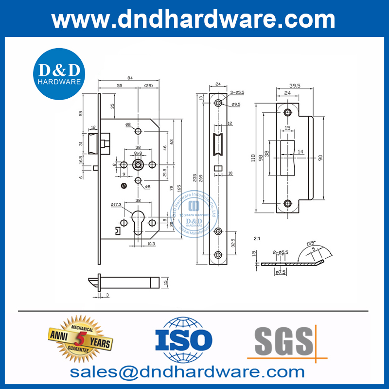 Factory Price High Security SS304 Door Mortise Lock Classroom Style ...